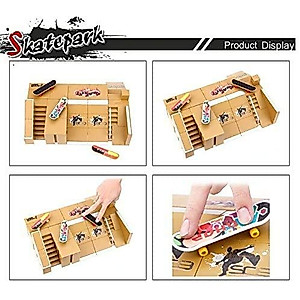 Kidsdream 8pcs Skate Park Kit Ramp Parts for Fingerboard Mini Finger Skateboard Fingerboards Ultimate Parks with 3PCS Finger Boards