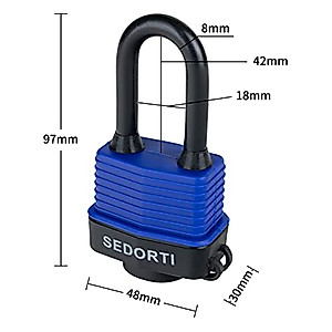 SEDORTI Colored Waterproof Padlocks, Heavy Duty Laminated Steel Lock ...