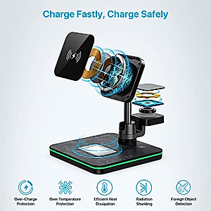 Mag Safe Charger Stand 3-in-1, Foldable Mag Safe Charging Station for iPhone 14,13,12 Pro/Max/Mini/Plus, Airpods Pro/3/2, and Apple Watch, 15W Fast Wireless Charging Stand/Pad for Multiple Devices