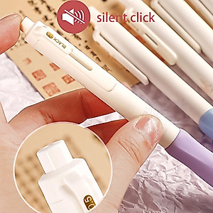 ITAWIXS Aesthetic Gel Ink Pens 6Pcs 0.5mm Silent Retractable Black Ink Pens Comfort Grip Quick Dry Ink Pen Fine Point Smooth Writing Cute School Supplies for Journaling Notetaking