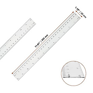 LEXININ 100 PCS 12 Inch Plastic Straight Ruler, 30cm Clear Measuring Ruler, Plastic Ruler for Class Home School Office