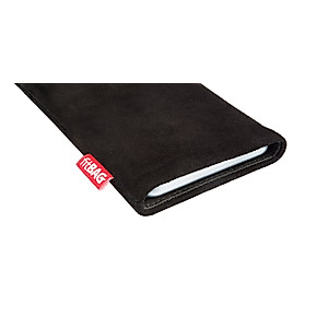 fitBAG Folk Black Custom Tailored Sleeve for Xiaomi Redmi Note 6 Pro | Made in Germany | Fine Nappa Leather Pouch case Cover with Microfibre Lining for Display Cleaning