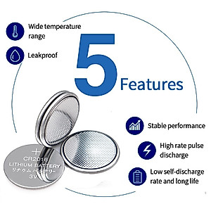 Cotchear 5pcs/Pack CR2016 Coin Battery CR2016 3V Lithium Cell Battery DL2016 ECR2016 LM2016 BR2016 CR 2016 Button Batteries for Watch Toy