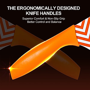 MICHELANGELO Kitchen Knife Set 10 Piece, Rainbow Knife Set for Kitchen 5 Knives and 5 Knife Covers, High Carbon Stainless Steel Kitchen Knives Set