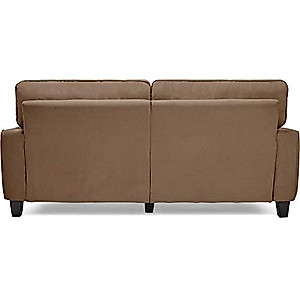 Serta Palisades 78" Track Arm Sofa, Easy Care Polyester, Soft Pillow Back, Pocket Coil Seat Cushions, Removable Covers, Loveseat or Couch for Small Spaces, Living Rooms or Bedrooms, Tan