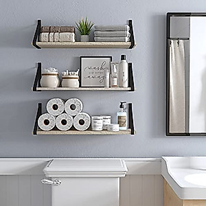 Wallniture Bora Floating Shelves for Wall Storage, 24"x6" Floating Bookshelf Set of 3, Natural Wood Wall Shelves for Living Room, Bedroom, Bathroom, Kitchen