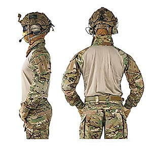 IDOGEAR Men G3 Assault Combat Uniform Set with Knee Pads Camo Camouflage Tactical Airsoft Hunting Paintball Gear (Camo, Small)