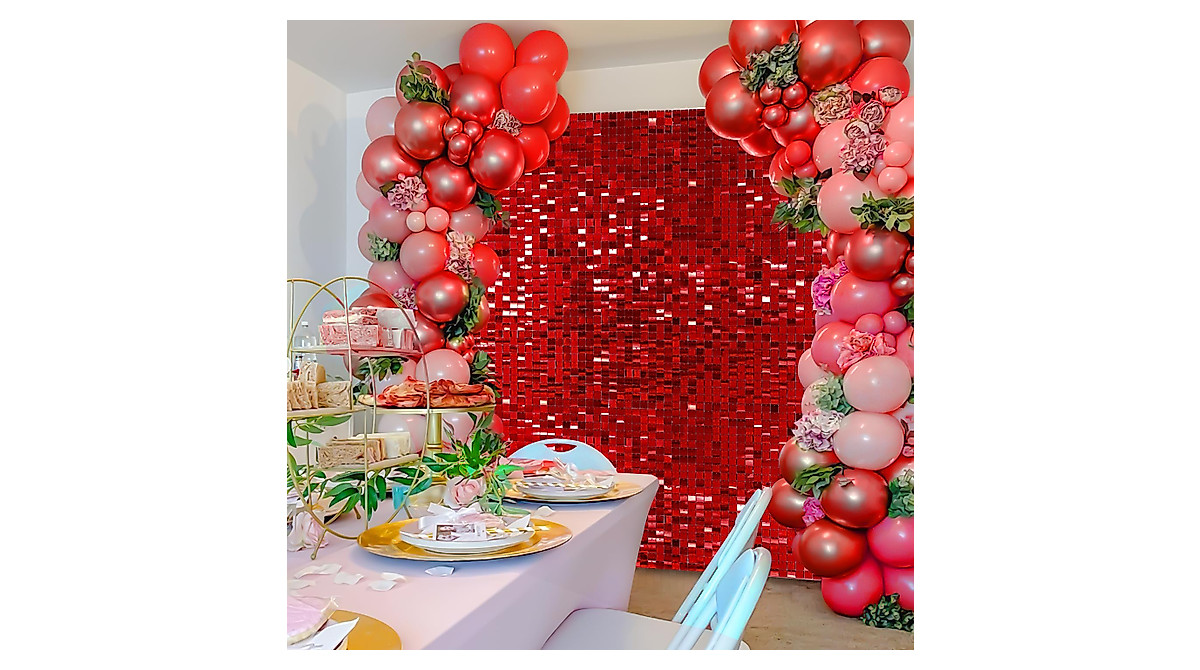 Red Shimmer Wall Backdrop for Holiday Parties