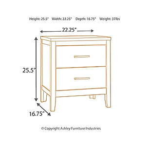 Signature Design by Ashley Olivet Glam 2 Drawer Nightstand with Faux Shagreen Drawer Fronts, Silver