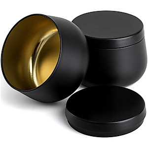 Lyellfe 24 Pack Candle Tins, 4 Oz Black Candle Jars with Lid, Empty Candle Holder Container Bulk for Candle Line, Gift, Making Candles, Storing Spice Candy