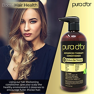PURA D'OR Advanced Therapy Conditioner (16oz) For Increased Moisture, Strength, Volume & Texture, No Sulfates, Contains Argan Oil & Biotin, All Hair Types, Men & Women (Packaging May Vary)