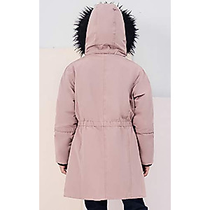 maoo garden Girls Winter Coats Heavyweight Waterproof Jacket Mid-Length Fur Hooded Parka 2017 Pink 5-6Y