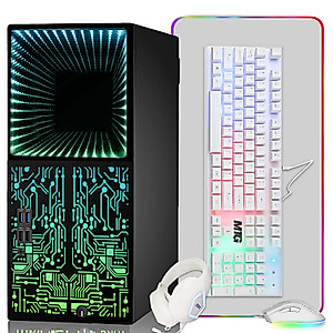 Gaming PC Desktop Intel core i7 8th Gen, Horizon+, AMD RX-550 4GB DDR5, 16GB RAM, 256GB SSD, HDMI, DVI, VGA, Gaming Kit, Mouse, Wi-Fi, Windows 11 Home (Renewed)