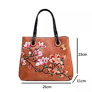 ZLXDP Chinese Style Embroidered Handbag Retro Floral Shoulder Bag Large Capacity Women's Casual Tote Bag (Color : C, Size