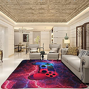LUCKYLEI Teen Boys Carpets Printed Gamepad Living Room Mat Gamer Bedroom Area Rugs Controller Player Home Decor Non-Slip Crystal Sofa Floor Polyester Mat 19.7x31.5inch