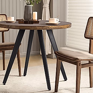 Comfy to go Round Dining Table, 31.5" Small Kitchen Table for 2-4 Person, Mid Century Modern Dining Table with 1.4" Thickness Wood Grain Tabletop for Dining, Living Room, Small Space (Rusty Brown)