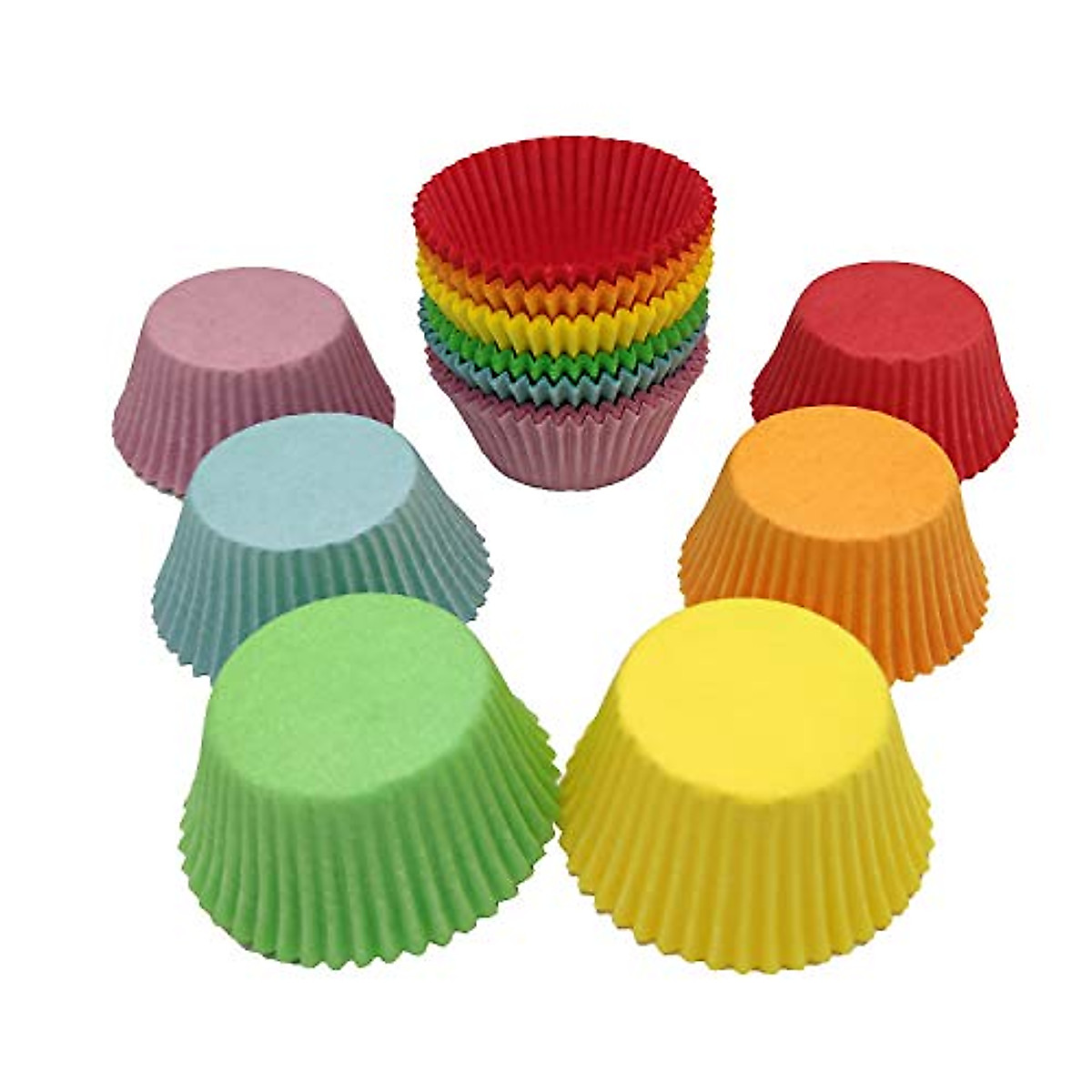 Mombake Standard Rainbow Bright Greaseproof Cupcake Liners Paper Baking Cups Assorted 6 Colors, 200-Count