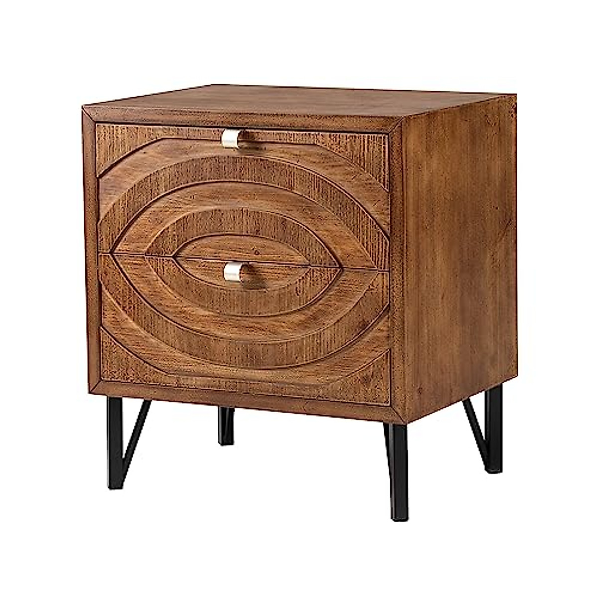 COSIEST Nightstand, Rustic End Table with 2 Drawers, Vintage Wood Bedside Table with Strudy Legs, Modern Side Table Accent Table for Bedroom, Living Room