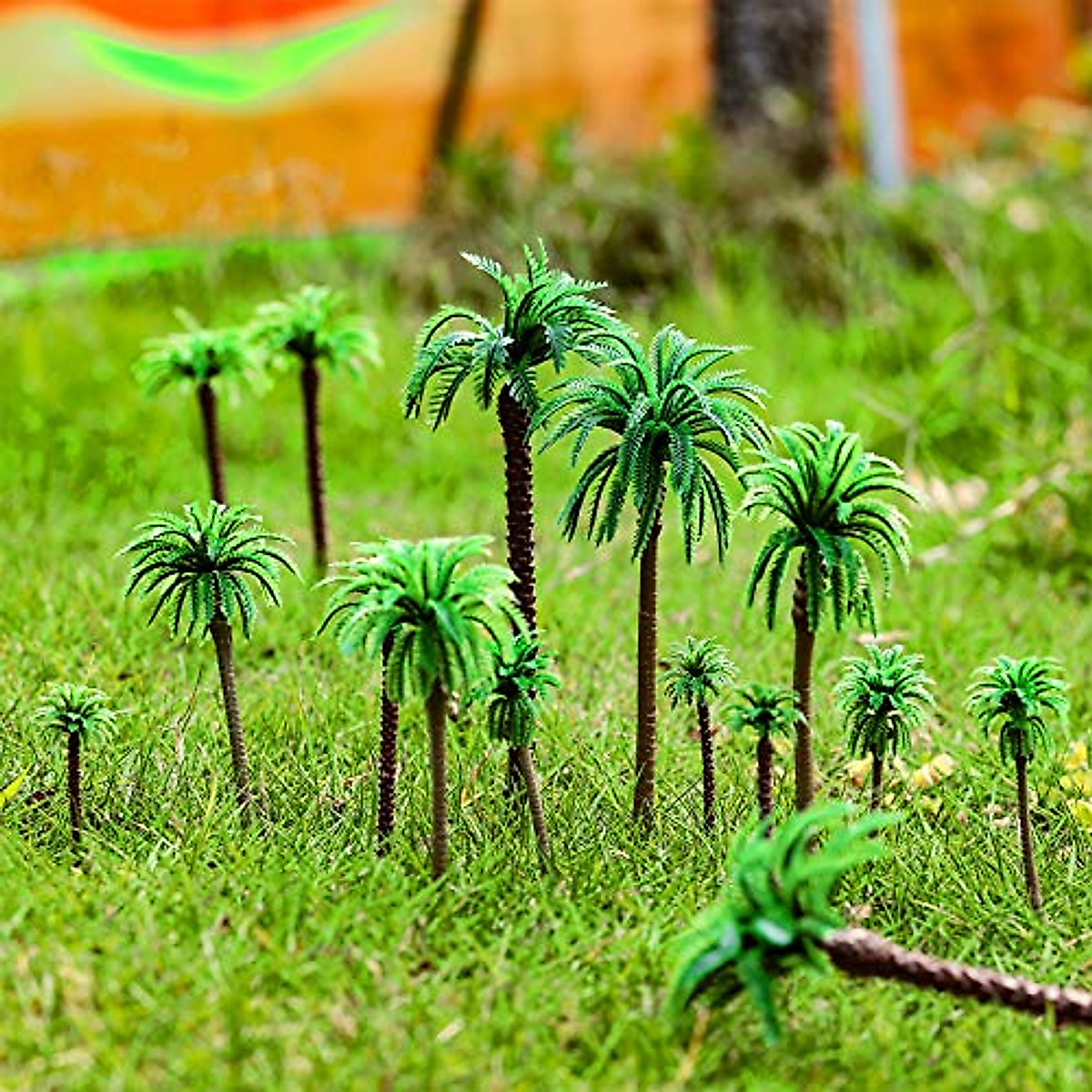 48 Pieces Plastic Model Tree Layout Rainforest Train Palm Tree Green Model Coconut Trees for Outdoor Home Garden Decoration