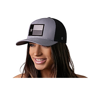 HAKA Texas Flag Hat - Texas Trucker Hat Snapback TX Baseball Cap Golf Hat (Grey/Black)