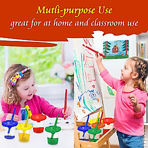 Washable Kids Paint 10 Colors, 10 No Spill Paint Cups For Kids With Lids, 10 Paint Brush Set, Waterproof Kids Smock – Christmas Gifts for Kids, Washable Paint Set For Kids, Finger Painting Supplies