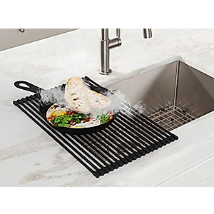Kraus KRM-10NB Kore Multipurpose Over-Sink Roll-Up Dish Drying Rack, 21 Inch-Regular, (Night Black) 20.5inch L x 12.75inch W