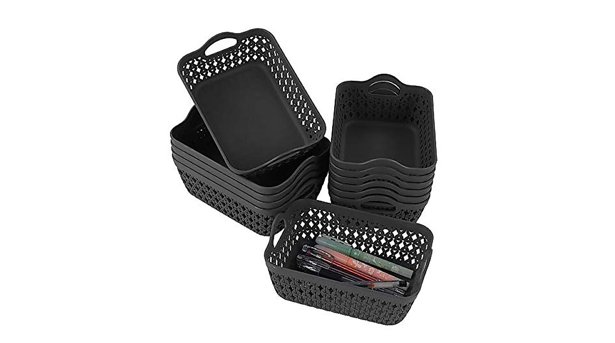 Zerdyne 12-Pack Mini Plastic Storage Baskets for Home Organization