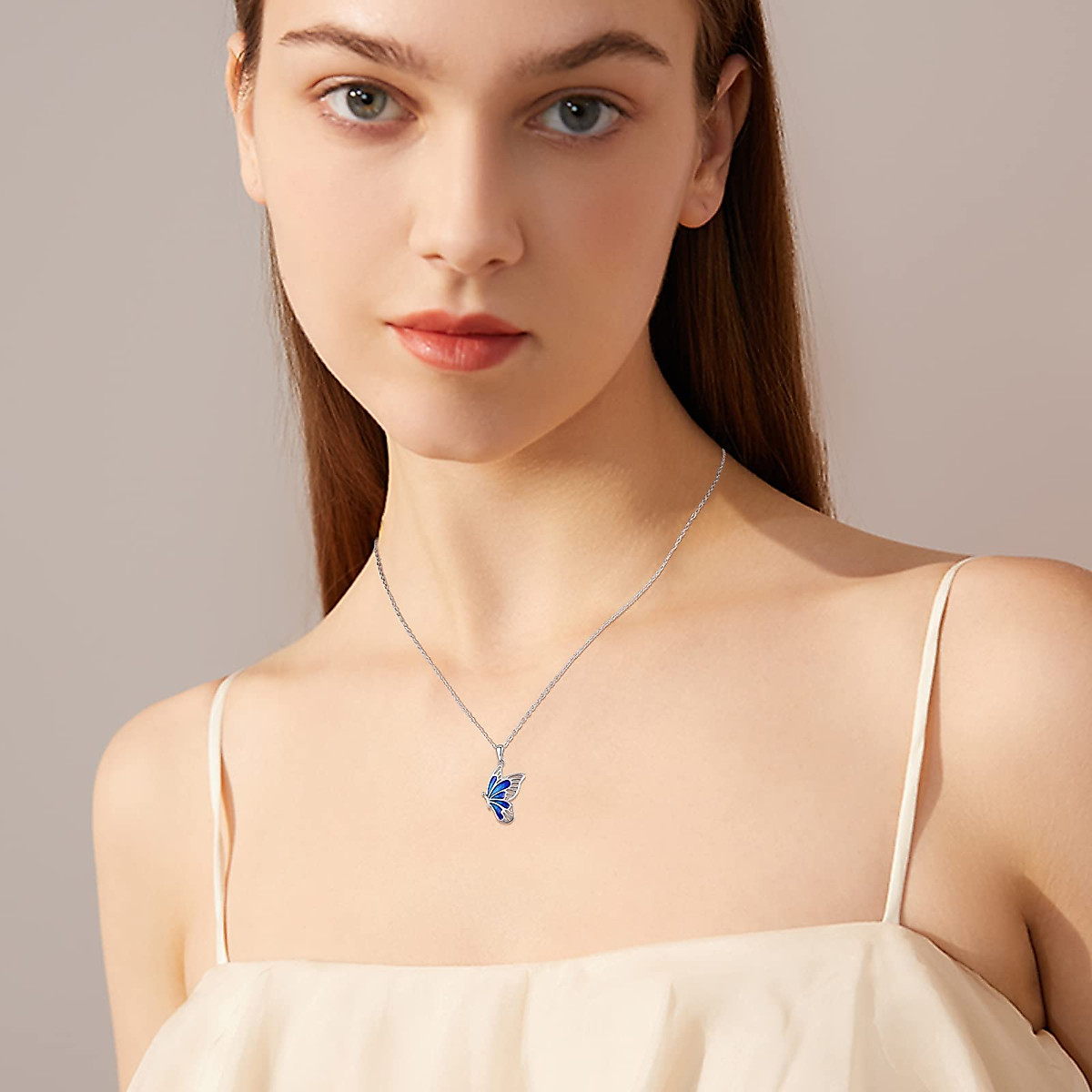 AOVEAO Butterfly Necklace,925 Sterling Silver Hypoallergenic Butterfly Necklace Jewelry for Sensitive Ears Mother Day Gift for Women Girlfriend Butterfly Lovers with Gift Box