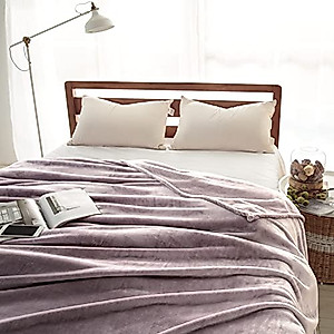 Flannel Fleece Throw Blanket Twin Size, Light Purple Lavender Premium Lightweight Violet Blankets Throws for Sofa Couch Chair Bed Camping Travel, Super Soft Cozy Warm Microfiber Blanket