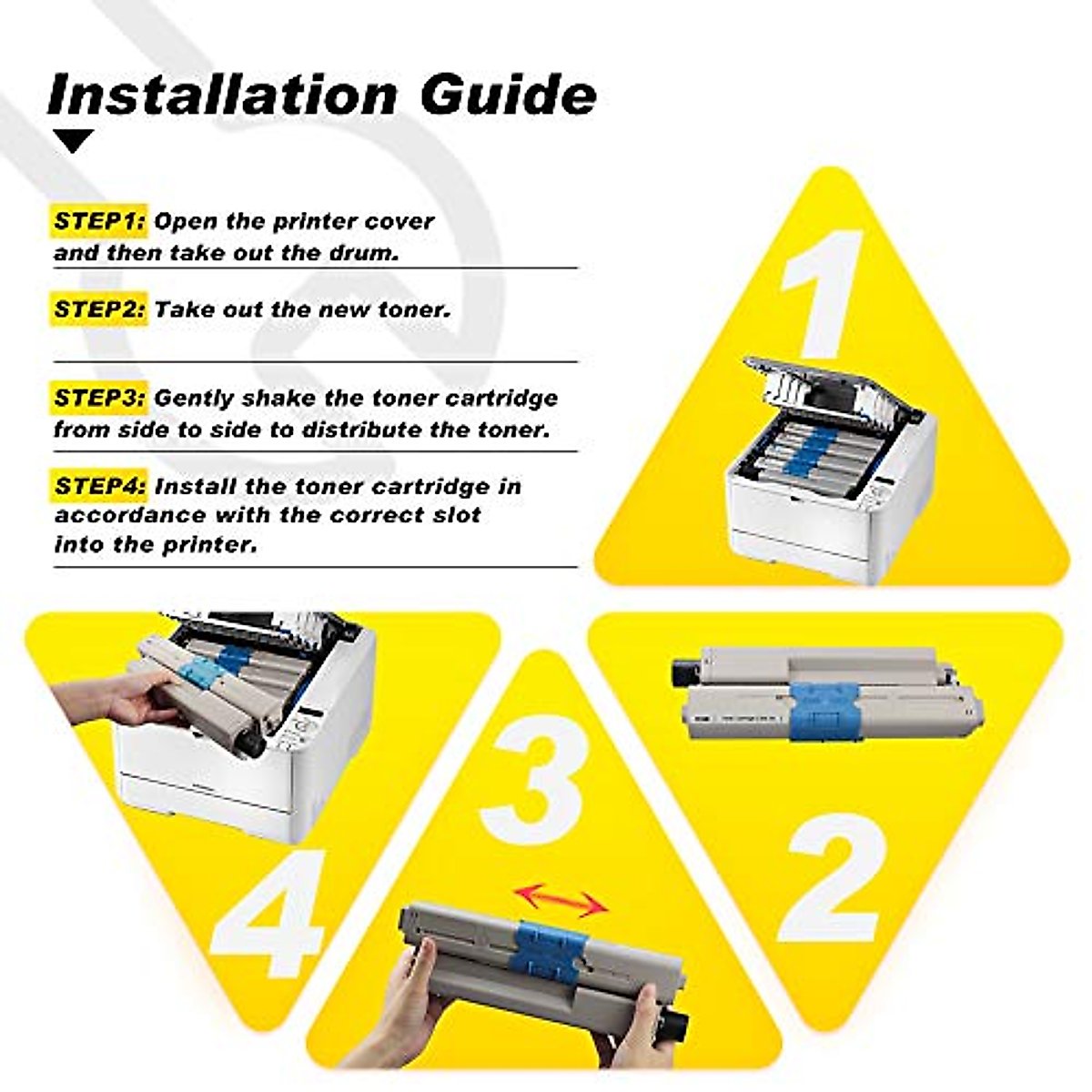 V4INK Compatible Toner Cartridge Replacement for Oki Type C17 C330 (KCMY,4-Pack),for use in OKI C310dn C330dn C510dn C530dn MC362w MC562w Series Printers