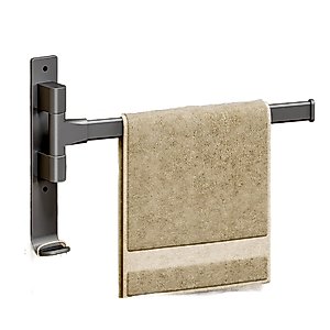 WRJAHCG Swivel Towel Bar, Towel Rack for Badroom,Vertical Towel Rack for Kitchen, Wall Mounted Movable Double Towel Rails, Towel Rack Shelf Holder Storage Organizer for Bathroom,Gray,1