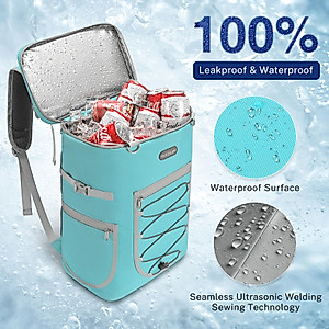 VKKZAAW Cooler Backpack,36Cans Backpack Cooler Insulated Leak Proof Waterproof Soft Sided Cooler Bag,Beach Camping Cooler,Light Weight Travel Cooler Lunch Backpack for Hiking Shopping