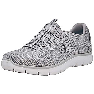 Skechers Women's Empire Game On Fashion Sneaker, Silver/White, 8.5 W US