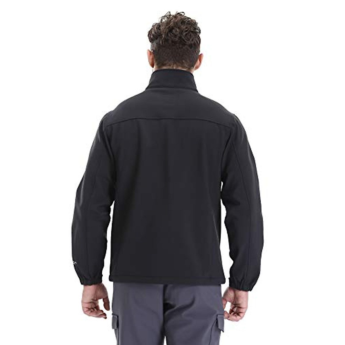 TRAILSIDE SUPPLY CO. Men's Softshell Jacket Fleece Lined Windbreaker,Lightweight Water Resistant Winter Coat, Black, S