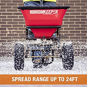 Buyers Products Multi-Purpose Walk Behind Push Spreader 3039632R Grounds Keeper, 100 Pound Capacity, Multi Use Tool for Grass Seed, Salt, De-Icer, Fertilizer and Seeds