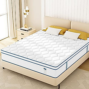 Maxzzz King Mattress, 14 Inch Hybrid Memory Foam Mattress with Individual Pocket Springs, King Mattress in a Box, Pressure Relief & Motion Isolation, Medium Firm Bed Mattress,US-Made
