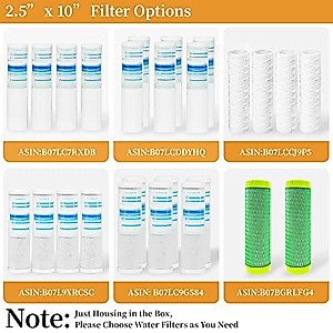 Geekpure 10-Inch Whole House Slim Water Filter Housing for 2.5" x 10" Filter - 3/4"NPT Brass Port - with Air Relief Valve-Blue