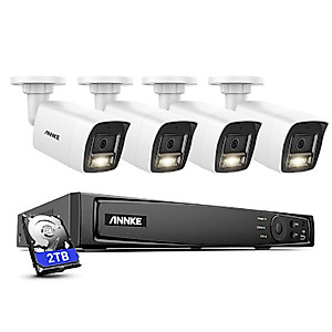 ANNKE H800 4K PoE Security Camera System, 12MP 8CH H.265+ NVR with 2TB Hard Drive for 7/24 Recording, AI Human/Vehicle Detection, 4x8MP Outdoor Bullet IP Cam, 4mm Lens, IP67, Built-in Mic&SD Card Slot