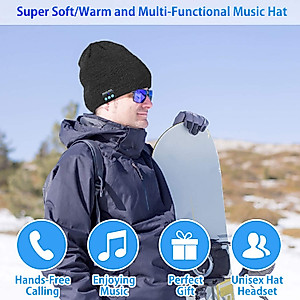 Unisex Wireless Beanie Hat with Exquisite Packaging Wireless Winter Knit Hats Cap(Black)