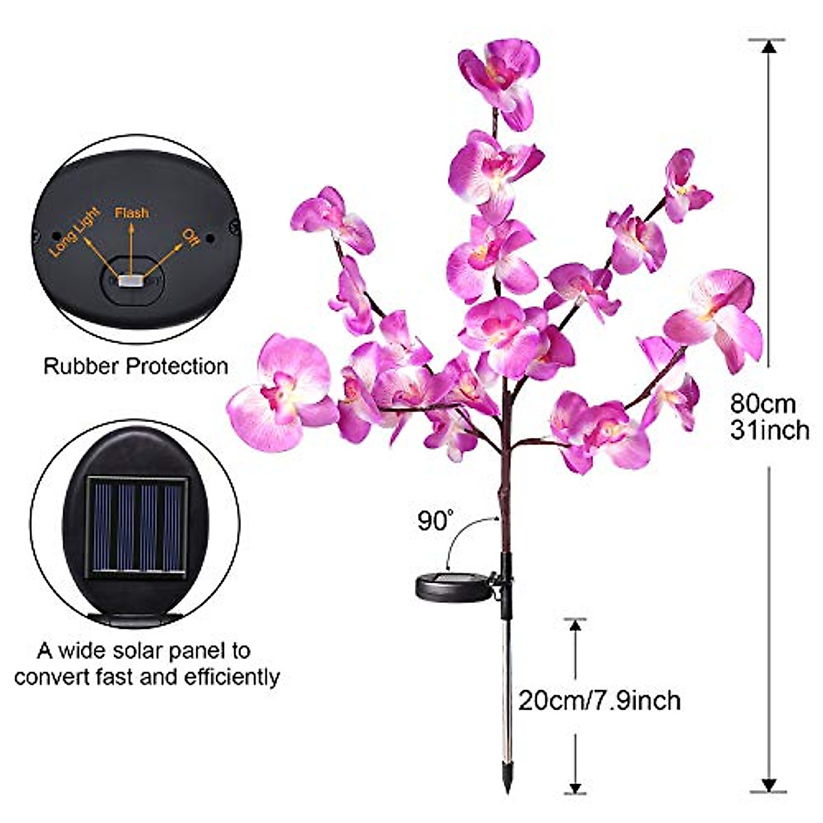 HeyMate Outdoor Solar Flower Lights Garden Decorative - 2 Pack Solar Purple Orchid Flower Lights Waterproof Solar Christmas Decorative Lights for Patio, Yard, Backyard, Pathway