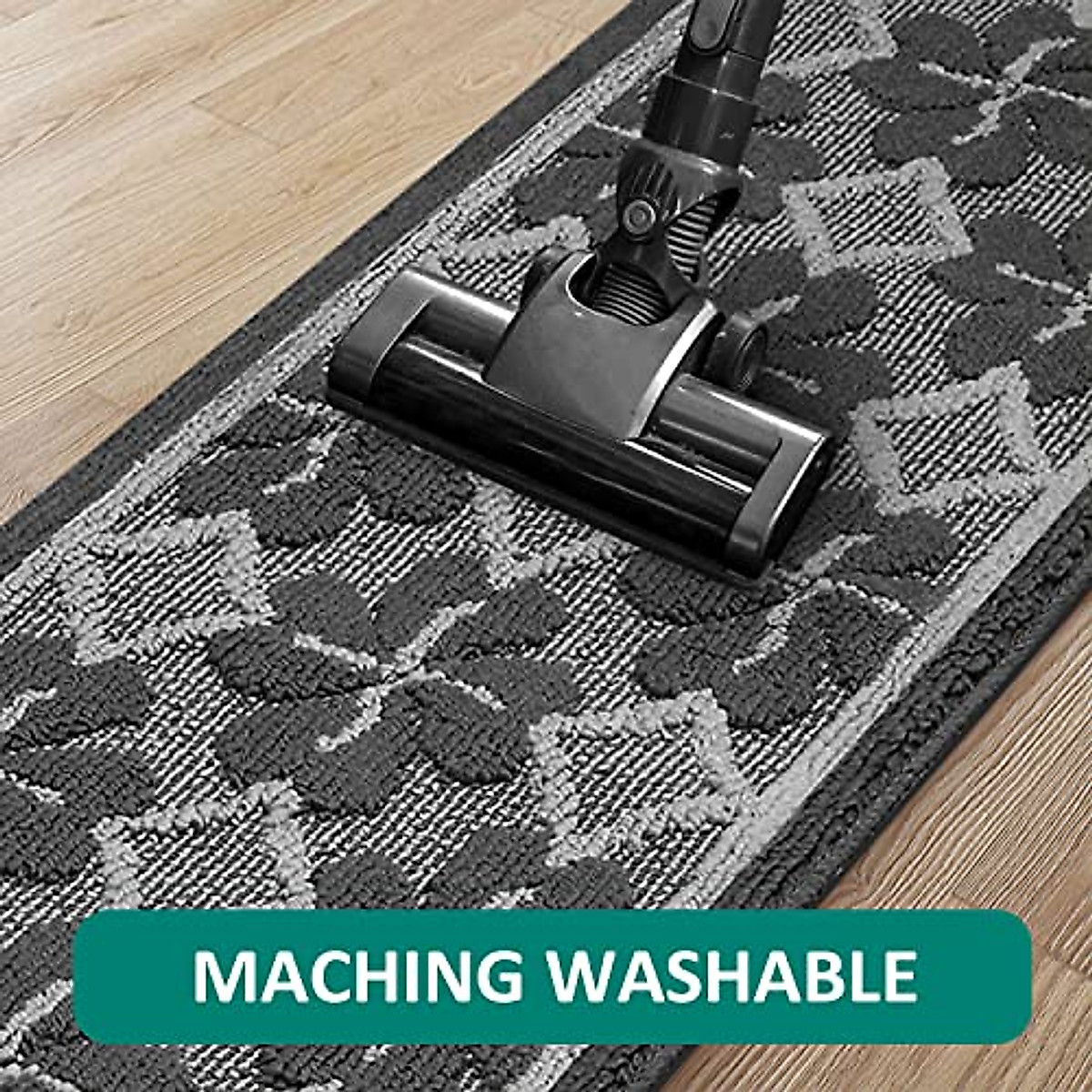 EGOBUY 47x19 Inch/31x19 Inch Kitchen Mat Rugs Made of Polypropylene 2 Pack Soft Kitchen Rug Set Specialized in Anti Slippery & Machine Washable for Home Kitchen, Grey