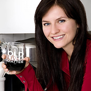 Funny Women Men Birthday Gifts For Mom Grandma. Humorous Retirement Gift For Men & Women. Old Lives Matter Wine Glass. Unique 40th 50th 60th 65th 70th 75th 80th Year Old Elderly Senior Presents