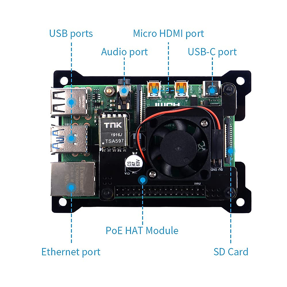 GeeekPi PoE Hat Case for Raspberry Pi 4B and PoE HAT, Acrylic Case for PoE Hat and Raspberry Pi 4B/3B+/3B/2B/B+ (Raspberry Pi and POE HAT NOT Included)