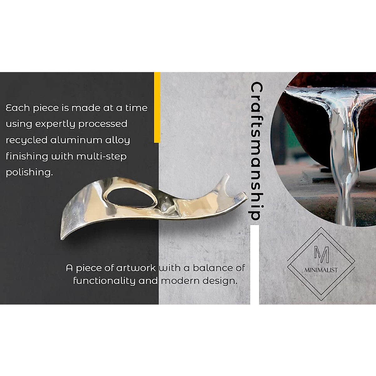 Minimalist Bottle Holder. Handcrafted, Stylish, Made of Recycled Aluminum.