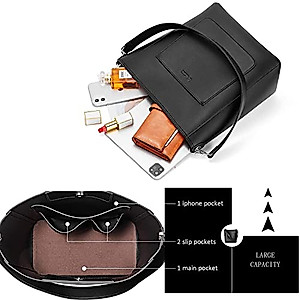 BROMEN Hobo Bags for Women Designer Shoulder Bucket Black and Women Wallets Black Bundle