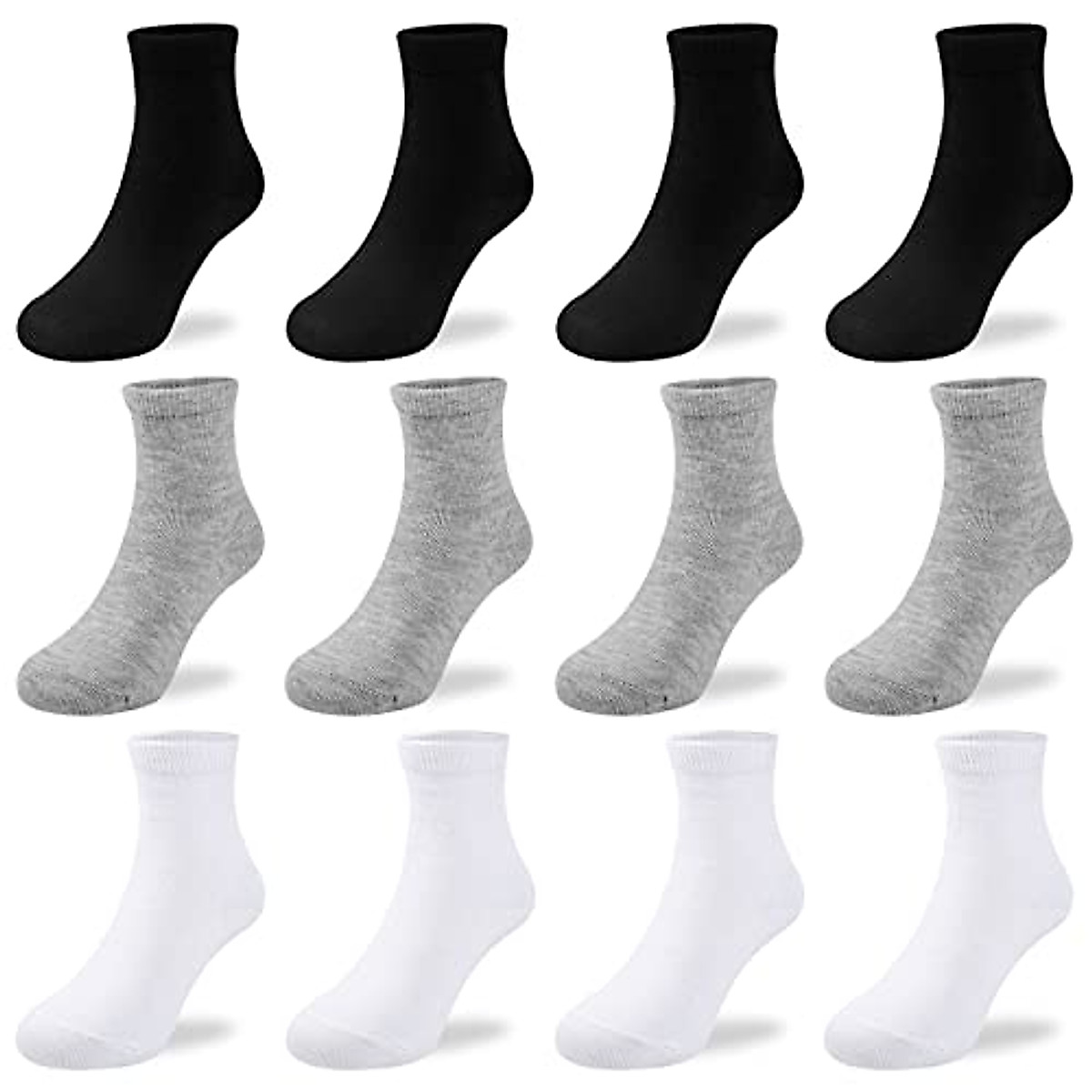 BOOPH 12 Pairs Boy Girl Athletic Crew Socks Toddler Sport Socks 4-6 Years Multi1