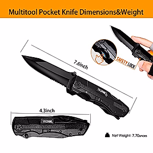 Multitool Pocket Knife Tactical Knife with Blade Saw Plier Screwdriver Folding Built with Full Stainless Steel Perfect Tool for Men Camping Emergency Outdoor Gifts for Men Him Dad Husband Boyfriend