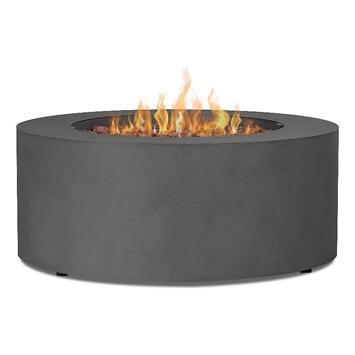 Real Flame Aegean Round Propane Fire Table for Outdoors in Weathered Slate with Natural Gas Conversion Kit, Lid and Storage Cover - Durable Gray Fire Pit