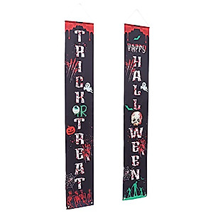 PRETYZOOM 8 Sets Decoration Treat Unique Use Trick Ornament Themed Signs Banners Couplet Style Banner for - Party Hanging Haunted Front Halloween Decor Creative Delicate Pendant Spider Door