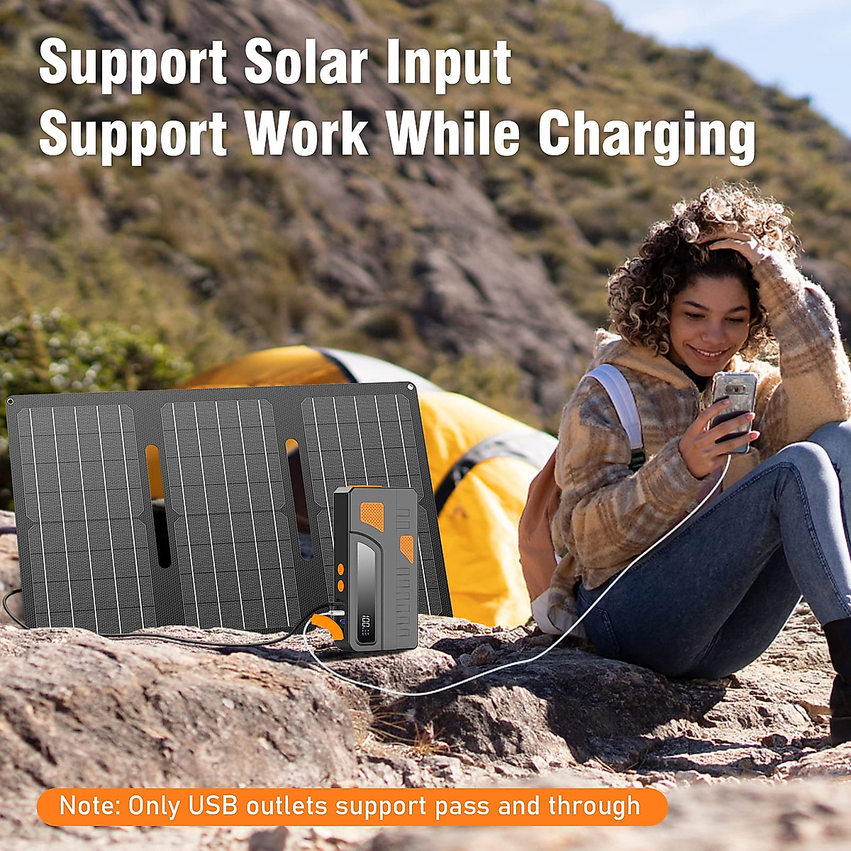 BooKoo Portable Charger Power Bank 66000mWh with Car Jump Starter and 110V AC Outlet, Phone Battery Power Bank with LED Light for 12V Car (8L Gas or 6.5L Diesel) Home Outdoor and Camping